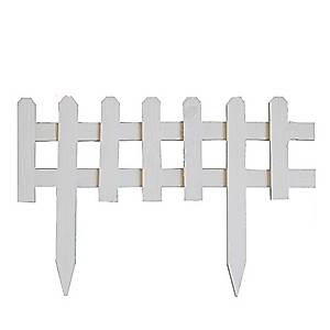 LIXIONG Garden Fence Outdoor Plant Picket Fencing Plant Palisades Decor Privacy Screen Wooden Animal Barrier，6 Size (Color : White, Size : 92x75cm)