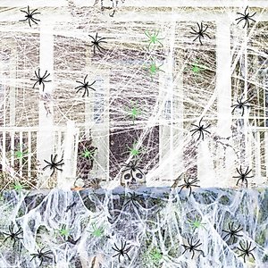 1000 Sqft Spider Webs Halloween Decorations 50 Glow and 50 Black Fake Spiders, Super Stretch Large Spread Cobwebs for Indoor Outdoor Halloween Party Haunted House Spooky Office/Yard Decor Supplies