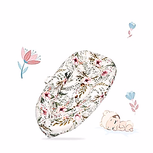 Baby Lounger Cover, Newborn Lounger Cover for Boys Girls, 100% Cotton Breathable Sleeping Bed Cover for Newborn (Flower)