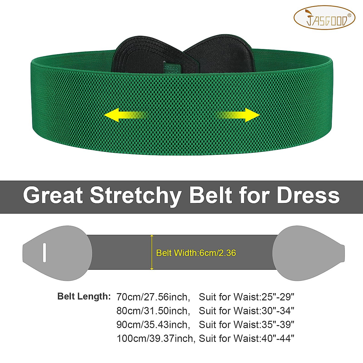 JASGOOD Women Stretchy Belt for Dresses Vintage Elastic Wide Waist Belt, Halloween Cosplay Belt, A-Green