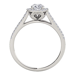 MauliJewels 0.70 Carat Halo Round Cut Antique Diamond Bridal Ring and Band Set for Women | 14K Solid White Rose Yellow Gold