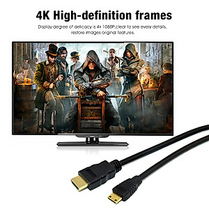 CBUS 25ft HDMI to Mini HDMI Cable for Nikon D3500, D7500, D850, D500, Canon EOS R, EOS RP, EOS 5D Mark IV, EOS 6D Mark II, 77D, 80D, Rebel SL3, SL2, T7, T7i, T6, VIXIA HF G50, HF G40, HF G21, XF405