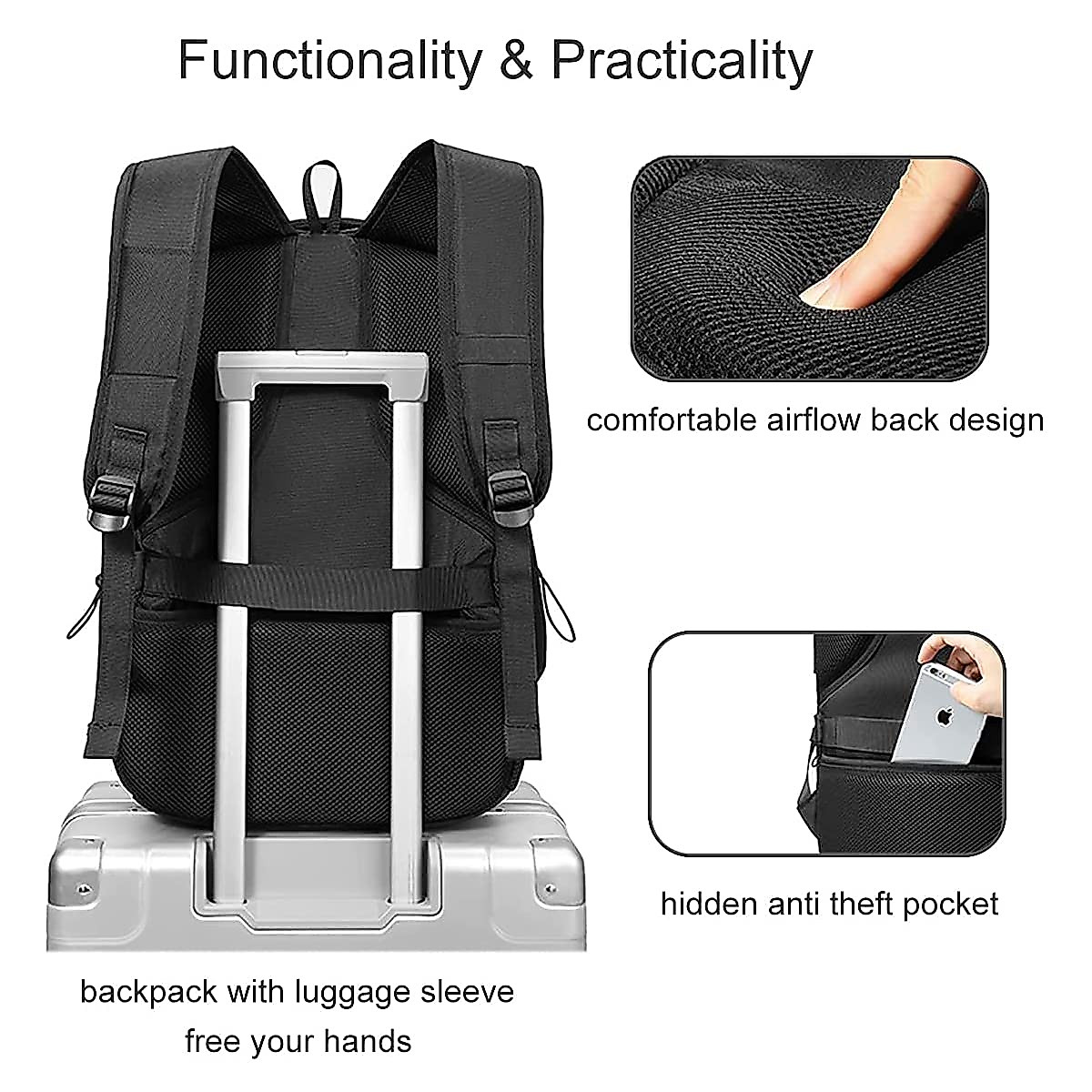 King'sGuard Laptop Backpack,Business Water Resistant Laptop bag Backpack with USB Charging Port Gift for Men Fits 16 inch Laptop (16inch)