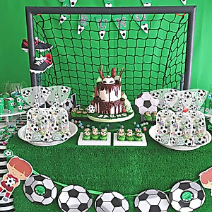 100 Pieces Soccer Goodie Bags, Football Treat Bags Party Favors Clear Candy Cello Bags with Sliver Twist Ties, Football Birthday Party Supplies for Boys Kids Team Gift Snack Bags