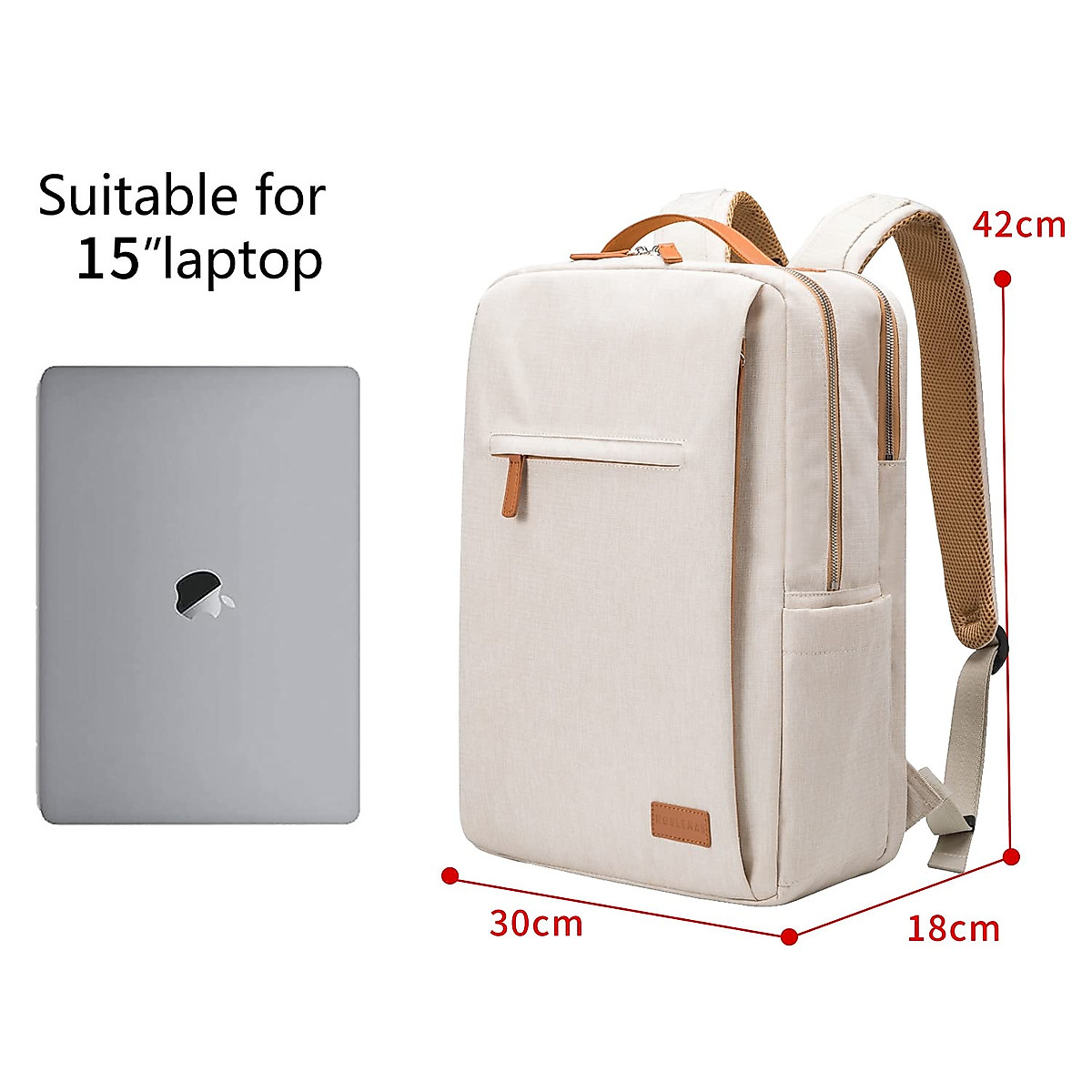 NOBLEMAN Men's Backpack, Laptop Backpack, Waterproof travel Backpack, 15.6 Inch Laptop Backpack, Daypack, carry on backpack with USB (Beige)