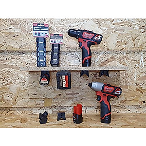 StealthMounts Milwaukee M12 Battery Holder - 6 Pack | Milwaukee Battery Holder M12 | 12V Milwaukee Battery Storage | M12 Milwaukee Battery Mount | Milwaukee Wall Mount| Made in The UK