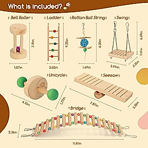Nobleza Guinea Pig Toys, 7 Pack Natural Wooden Hamster Chew Toy Set, Teeth Care Molar Exercise Toys for Pet Rats, Dwarf Syrian Hamsters, Chinchillas, Gerbils