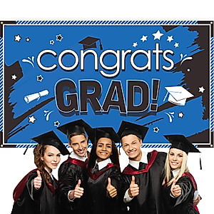 Graduation Banner 2022 Congrats Grad Banner for Graduation Party Supplies 2022, Large 70.87 x 43.31 Inch Graduation Decorations Fabric Graduation Backdrop(Blue)