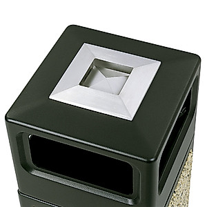 Safco Products Canmeleon Outdoor/Indoor Aggregate Panel Trash Can with Ash Urn 9473NC, Black, Decorative Fluted Panels, Stainless Steel Ashtray, Weather Resistant