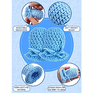 4 Pairs Winter Baby Mittens Crochet Baby Mitten Warm No Scratch Knitted Toddler Gloves Infant Newborn Accessories for Baby Boys Girls