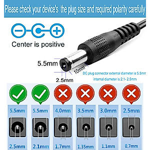 MTYTOT 5V 1A Power Supply 100-240V AC to DC 5Volt 1Amp 1000mA 0.8A 0.5A 450mA AC/DC Power Adapter DC Plug 5.5mm x 2.5mm