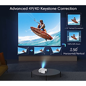 5G WiFi Bluetooth Projector 4K Supported, Xiaoya Full HD 15000L Mini Portable Projector, 300" Display 4P/4D Keystone Zoom 50% Office Outdoor Home Theater Projector Compatible w/iOS/Android/Win/TV/PS5