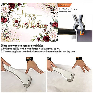 Avezano Happy Birthday Backdrop for Women Burgundy White and Red Rose Gold Glitter Bokeh Spots Photo Background Vinyl Birthday Party Decorations Banner Supplies (7x5ft)