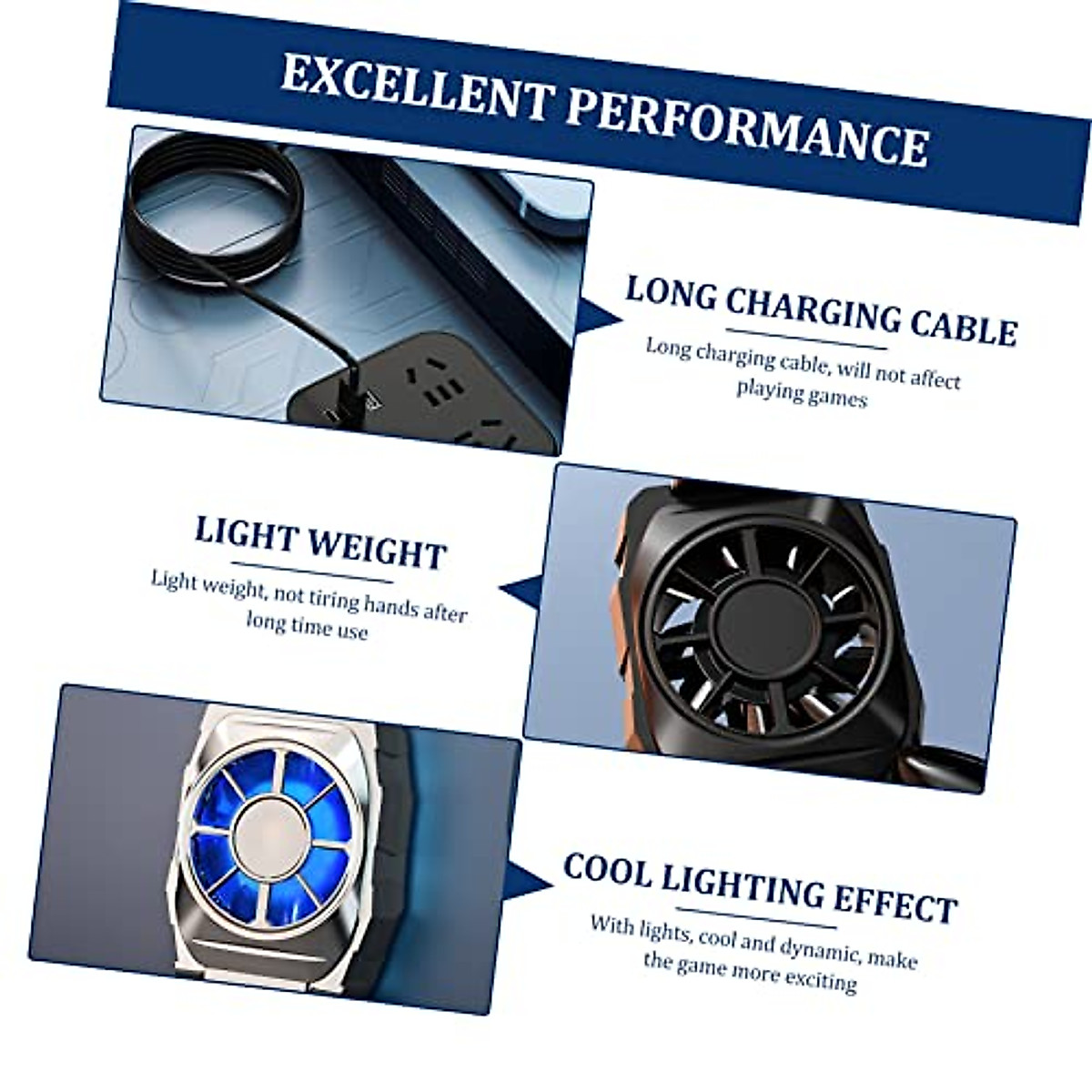 WOONEKY Radiator Reduction Cooling Practical Noise for Cellphone Live Cooler Streaming Portable Game Device Cretaive Outdoor Gaming Fan Professional Mini Smartphone Handle Cell Phone