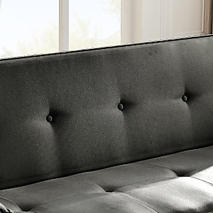 Anwick Modern Fabric Sofa Bed Futon,Convertible Sleeper Loveseat with 2 Pillows & Armrests,75" Folding Recliner Couch Bed with Solid Wood Legs for Living Room Bedroom Office Dorms (Dark Grey)