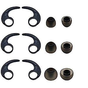 BLLQ Replacement for Jay Bird x4 x3 x2 Ear Tips Ear Hooks Ear Fins Wing Tips 12 PCS Accessories, Silicone EarHooks Earbuds Tips Eargels Eartips Compatible with Jay Bird X2 X3 X4 S/M/L Black (Jbird)