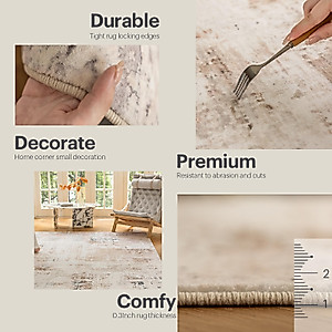 OMERAI Rug 5x7 Area Rug for Bedroom Washable Rug for Living Room Kitchen Dining Room Rugs Non-slip Home Decor Carpet Faux Wool Rug Large Modern Art Ultra Soft Blue Area Rug-High end