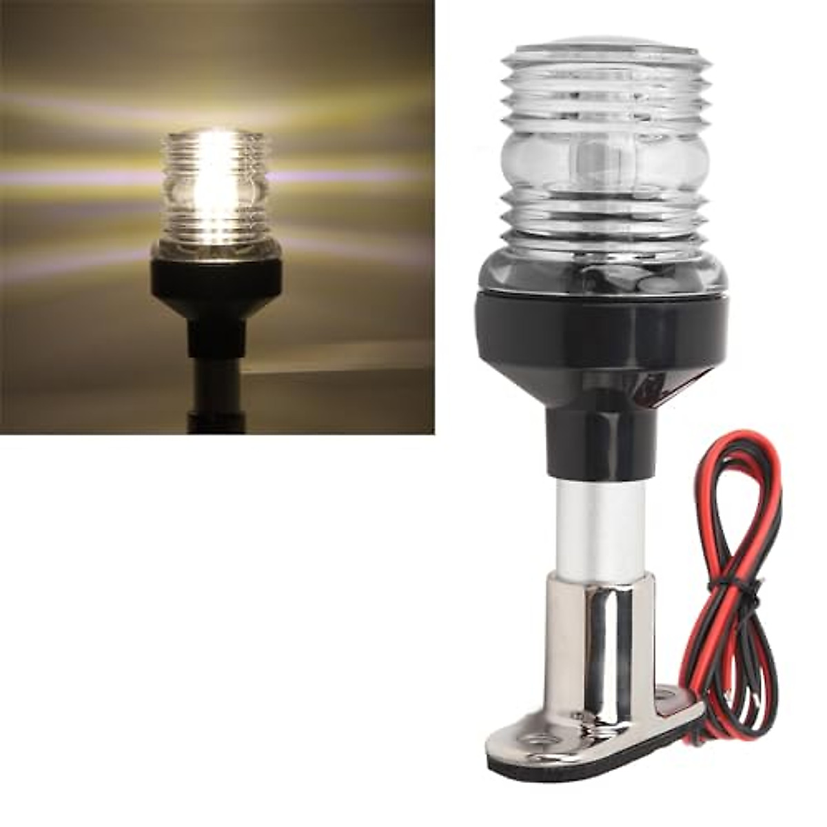 Boat Anchor Light, 6in All Round Stern Light Bright for Fishing Boat (Warm White)