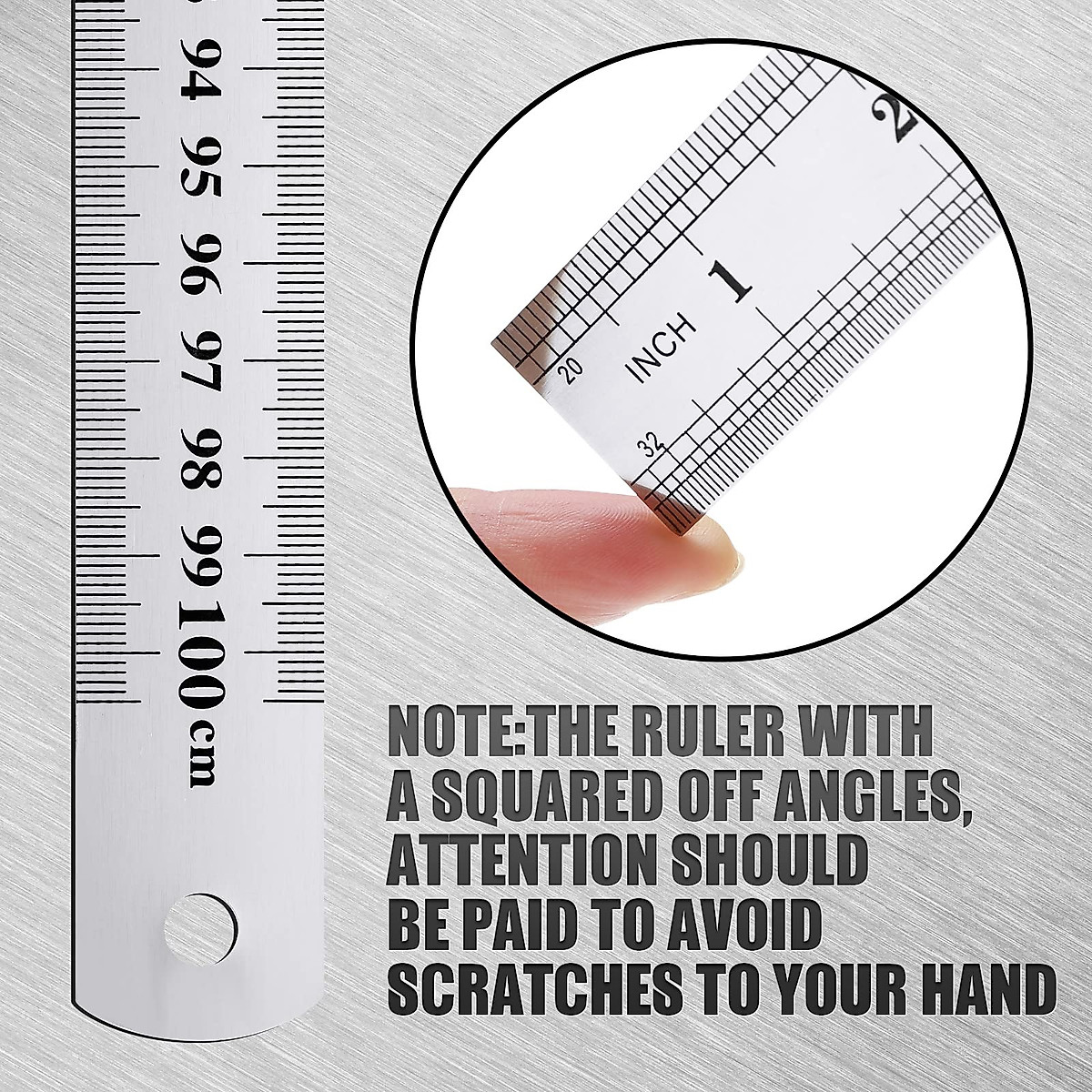 6 Pieces Large Stainless Steel Ruler Metal Yard Stick Rule Measuring 1 Meter 40 Inch/ 100 cm 24 Inch/ 60 cm Measure Straight Edge (40 Inch)