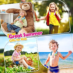 Kids Neck Fan, Portable Bladeless Neck Fan for Kids, 2600mAh Rechargeable Cooling Fan for 4-14Y Girls Boys with Unicorn Stickers, 4 Speeds & Lightweight Wearable Quiet Fan for Study/Camping/Travel