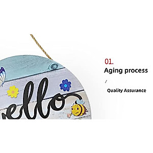 Welcome Sign for Front Door Home Decor Gifts, Round Wreath Wall Hanging Outdoor Porch Farmhouse, for All Seasons Valentines Day Christmas (C-dark brown)