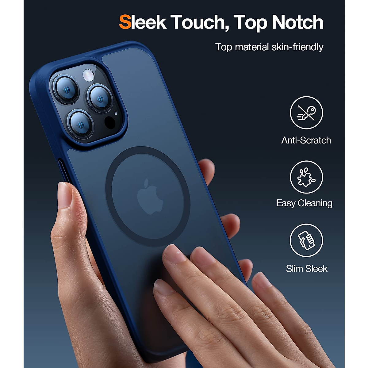 TORRAS Magnetic Designed for iPhone 13 Pro Max Case, [Military Grade Drop Tested] [Compatible with MagSafe] Shockproof Translucent Hard Back Soft Slim Protective Case for iPhone 13 Pro Max, Blue