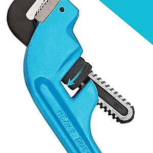 DURATECH 10-Inch Offset Pipe Wrench, Heavy Duty End Pipe Wrench, Cast Iron Handle, Adjustable Plumbing Wrench