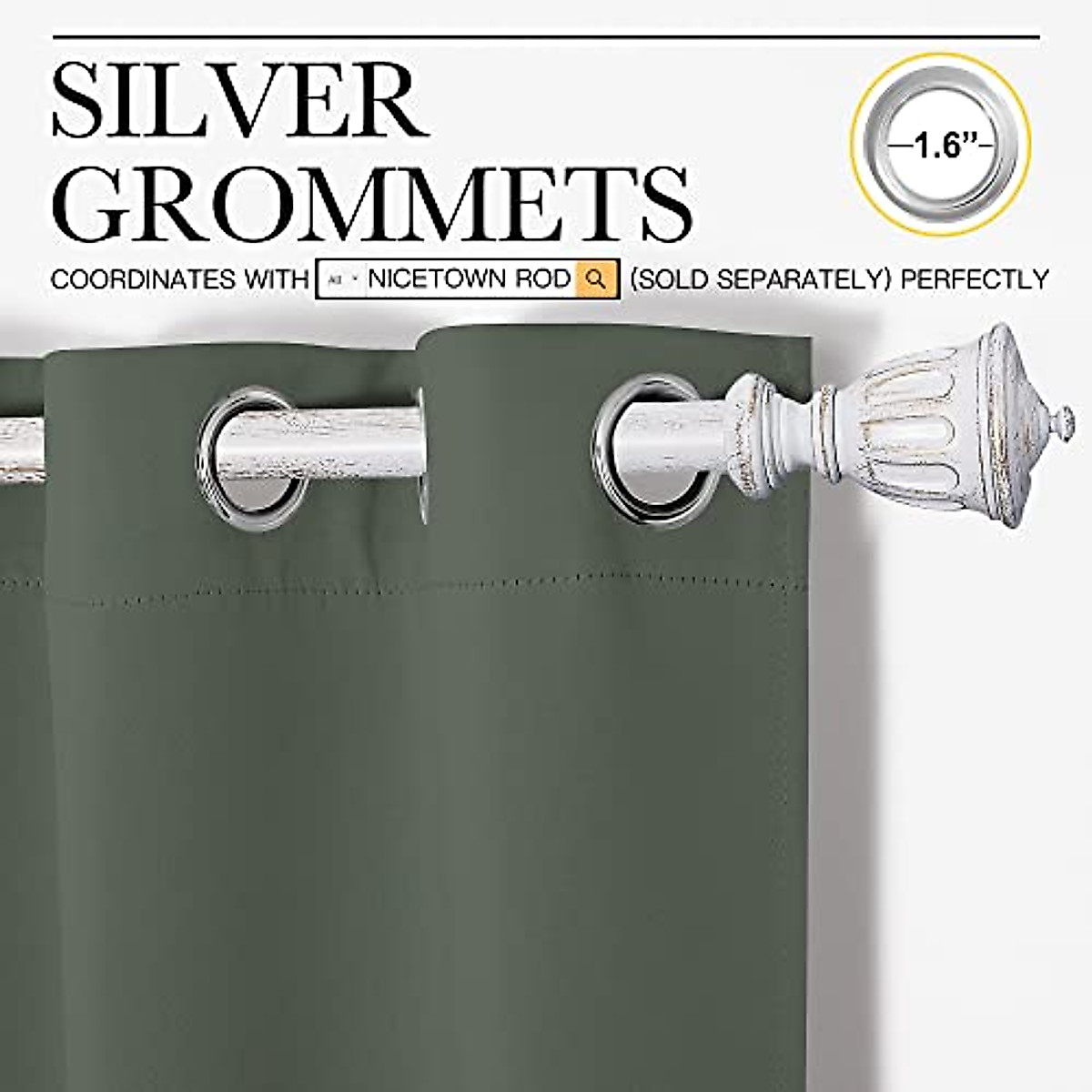 NICETOWN Dark Mallard Blackout Draperies Curtains - Pair of Grommet Top Thermal Insulated Blackout Decorative Curtains for Thanksgiving Day & Christmas Decor(55 inches Wide by 90 inches Long)