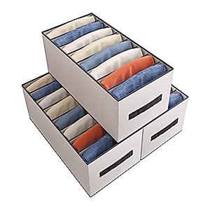 DonYeco 3 Pack Wardrobe Clothes Organizer, 8 Grids Closet Organizer for Jeans, Dimension 15-3/4" x 9-1/2"x 8" (Compartment width: 2")