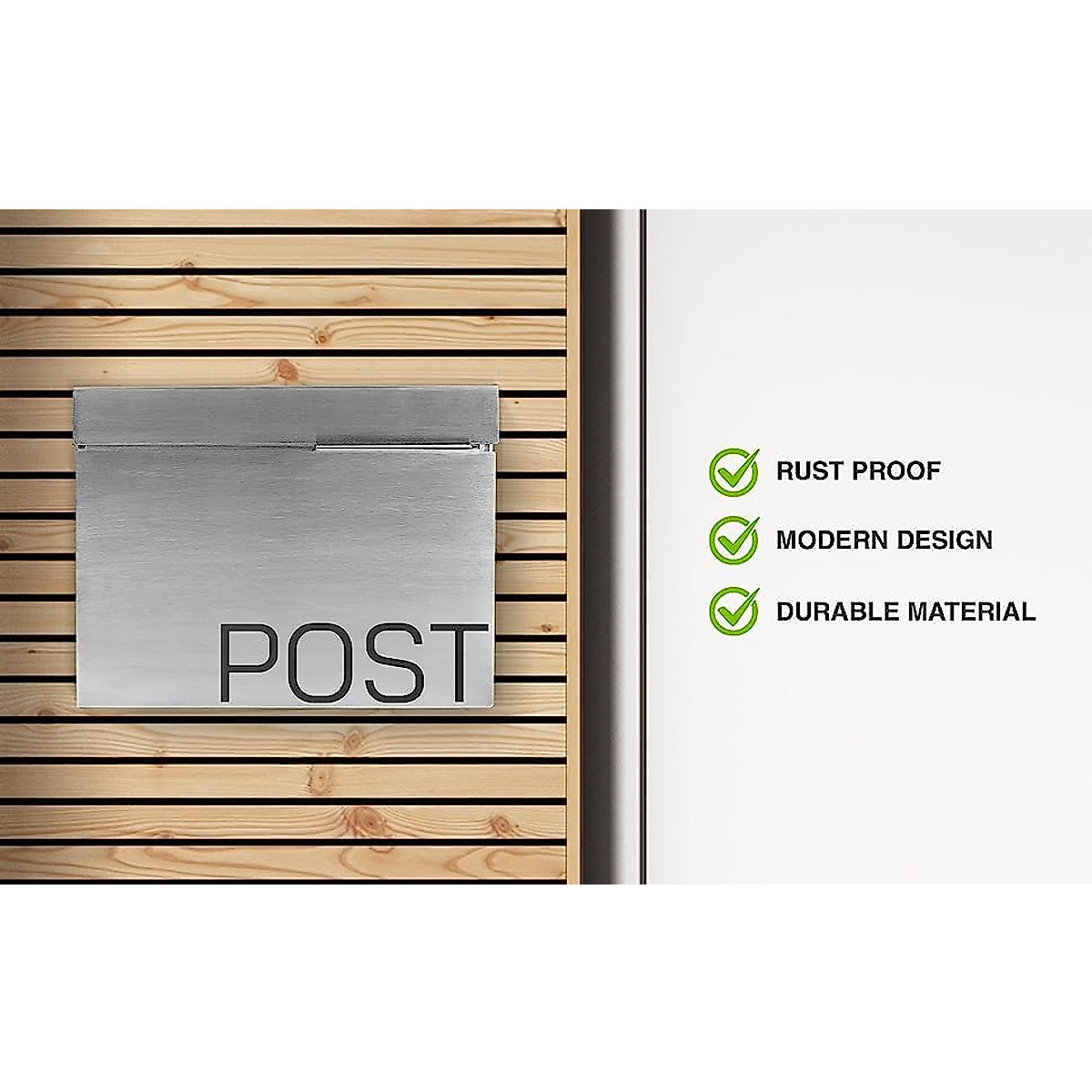 Stainless Steel Wall Mounted Mailbox, Custom Mailbox, Herman Mailbox by Movo Home (Large)