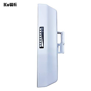 Wireless Bridge, KuWFi 2.4G Outdoor CPE Point to Point Long Range Access Nano Station with 12dBi Panel Antenna, Support 24V POE[2-Pack, Pre-Pairing]