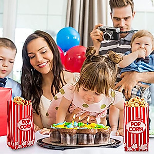 300 Pcs Popcorn Bags Grease Resistant Popcorn Bags Disposable Paper Popcorn Container for Christmas Thanksgiving Movie Theme Party Carnivals Popcorn Maker, Red and White Stripes (1 Oz)