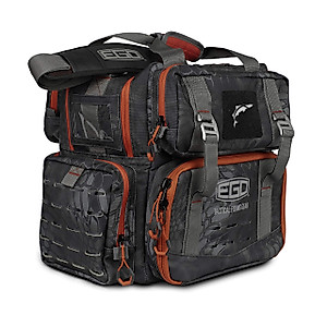 Ego Kryptek Tackle Box, Fishing Pack with 4 Accessory Trays, Water Resistant PVC, Multiple Storage Pockets, Tool Bag, G-Hook Closure System