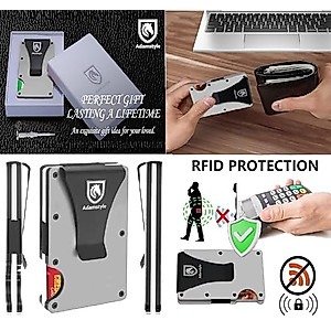 Adamstyle Minimalist Slim Wallet for Men - Mens Metal Compact Wallets - Rfid Blocking Credit Card Holder with Money Clip