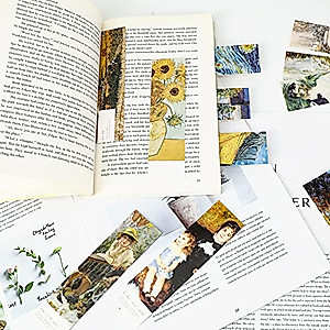 MWOOT 30 Art Painting Style Paper Bookmarks, Monet Van Gogh Renoir Art Painting Page Folder Bookmark Set, Fine Arts Museum Bookmark Book Reading Marker Gift (15x4 cm, 30 Styles)