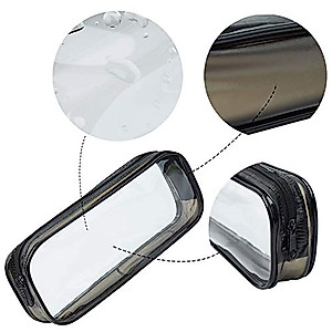 WUWEOT 10 Pack Clear Pencil Case, PVC Pencil Bag Makeup Pouch, Big Capacity Travel Toiletry Bag with Zipper for School Office Stationery and Travel Storage (Black+White)