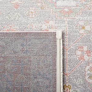 Safavieh Bayside Collection Area Rug - 5'3" x 7'6", Ivory & Blue Pink, Shabby Chic Design, Non-Shedding & Easy Care, Machine Washable Ideal for High Traffic Areas in Living Room, Bedroom (BAY118A)