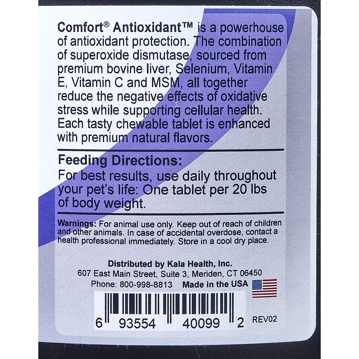 Kala Health COMFORT Antioxidant Supplement for Dogs, 1,000 Count, Immune Support and Helps Reduce Skin Allergies, Contains: MSM, Superoxide Dismutase, Selenium and Vitamin C & E, Made in The US