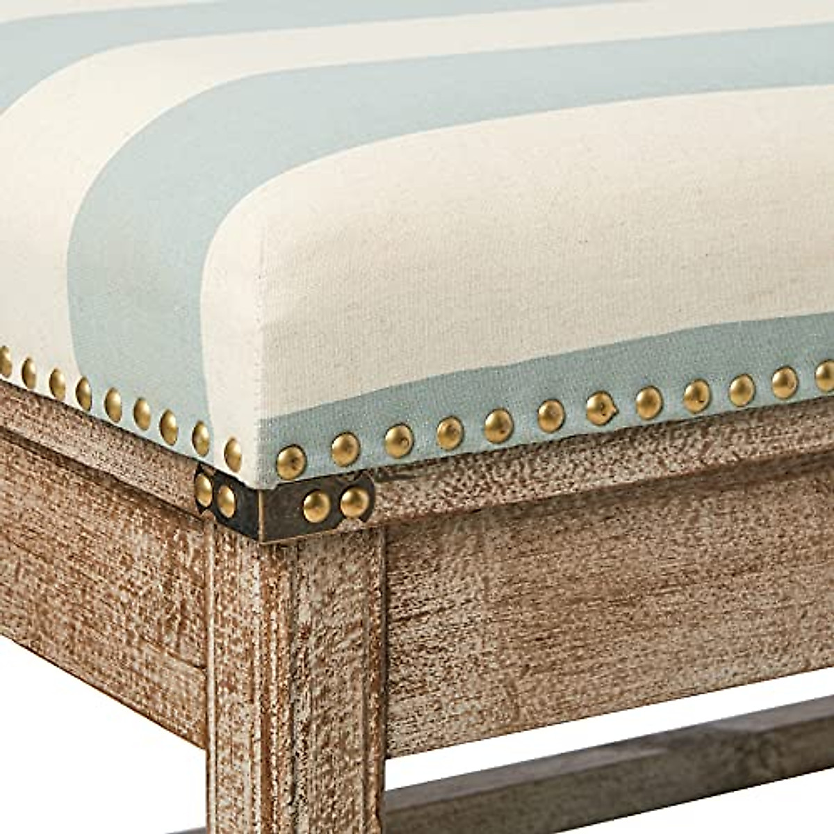 Decor Therapy Farley Upholstered Weathered Ottoman, 35.43x20.08x19.69, Driftwood