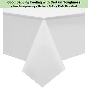 Plastic White Tablecloths 3 Pack Disposable Table Covers 54" x 108" Rectangular Table Cloths for Parties Engagement Wedding Bridal Shower Banquet, Fits 6 to 8 Foot Rectangle Tables