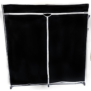 ATHome Lightweight, Durable, Sturdy, Dust and Moisture Proof, Easy Open T-Zipper, Portable Closet Wardrobe, 60 inches, Black