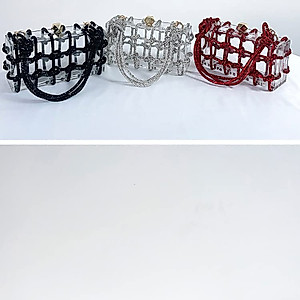 AZWBAG Women's Evening Bag Sparkly Rhinestone Purse Bling Drawstring transparent Acrylic Clutch Purse (silver)