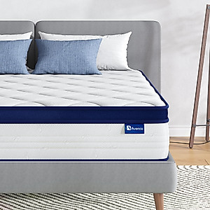 Avenco King Size Mattress, 12 Inch King Mattresses in a Box, Hybrid Spring Mattresses with Comfort Foam and Pocket Coils for Pressure Relief & Motion Isolation