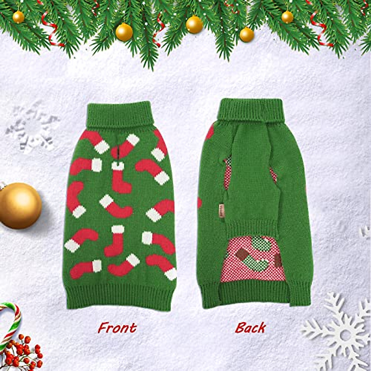 Yokee Dog Christmas Sweater Holiday Dog Apparel Dog Turtleneck Sweater Puppy Kitten Fall Dog Sweater Pet Clothes Christmas Socks Pattern Winter Clothes for Small Medium Large Dog L Dog Sweaters