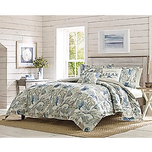Tommy Bahama - King Comforter Set, Reversible Cotton Bedding with Matching Shams & Bonus Throw Pillows, All Season Home Decor (Raw Coast Blue, King)