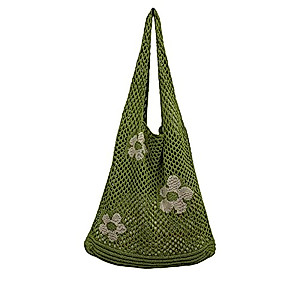 Women's Handbags Hobo Bags Knit Bags Mesh Tote Bags Hollow Shoulder Bags Shopping Bags(Green)