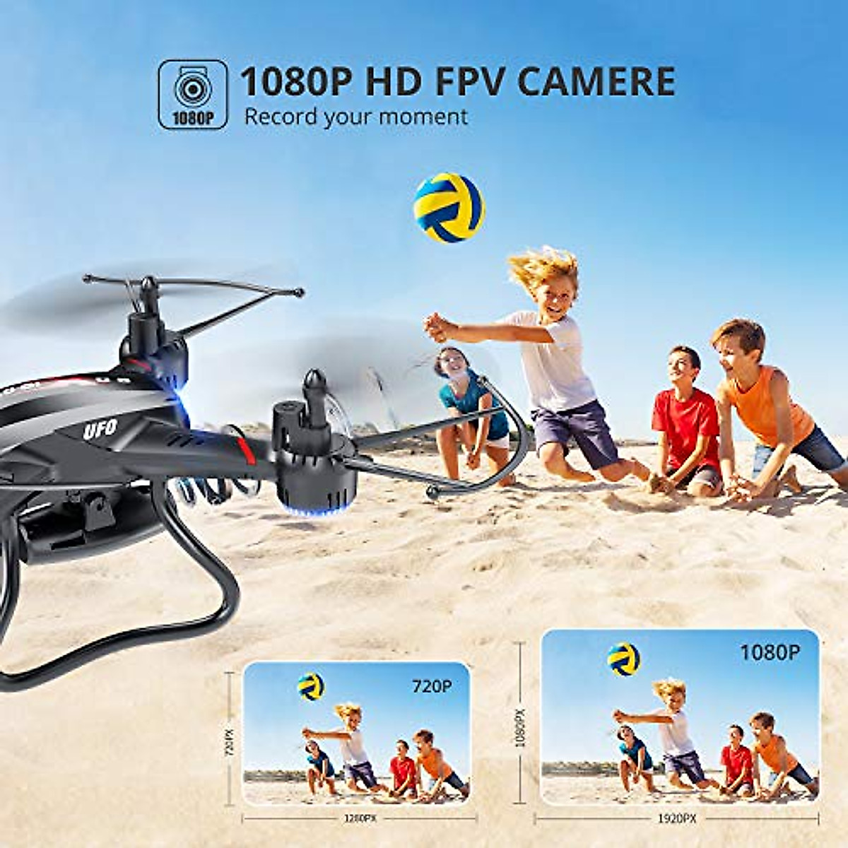 Holy Stone F181W 1080P FPV Drone with HD Camera for Adult Kid Beginner, RC Quadcopter with Carrying Case, Voice Control, Gesture Control, Wide Angle Live Video, Altitude Hold, 2 Batteries, Easy to Fly