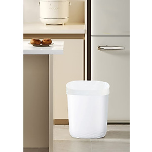 Feisco 2.4 Gallon Trash Can Wastebasket with 60 Counts of Trash Bag,Small Trash Can Garbage Container Bin for Bathroom Bedroom Kitchen Office (White)