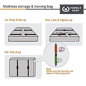 Waterproof Mattress Storage Bag for Moving and Storage - Reusable Heavy Duty Canvas Mattress Bag with Zipper and Lifting & Moving Straps (Gray, Twin)