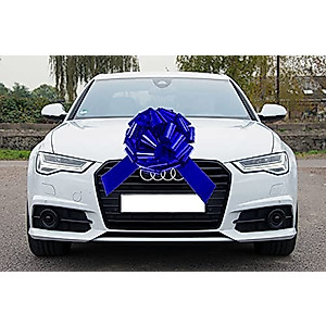Insta Bows 18 Inch Giant Car Bow Blue Large Gift Bow 18" Metallic Blue Giant Bow for Car Instant Big Bow for Toy Car Or Extra Large Christmas Gift Instabow Big Blue Bow